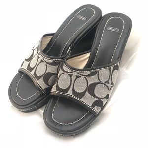 Coach | Shoes | Coach Charma Black Italian Leather Wedge Sandals | Poshmark